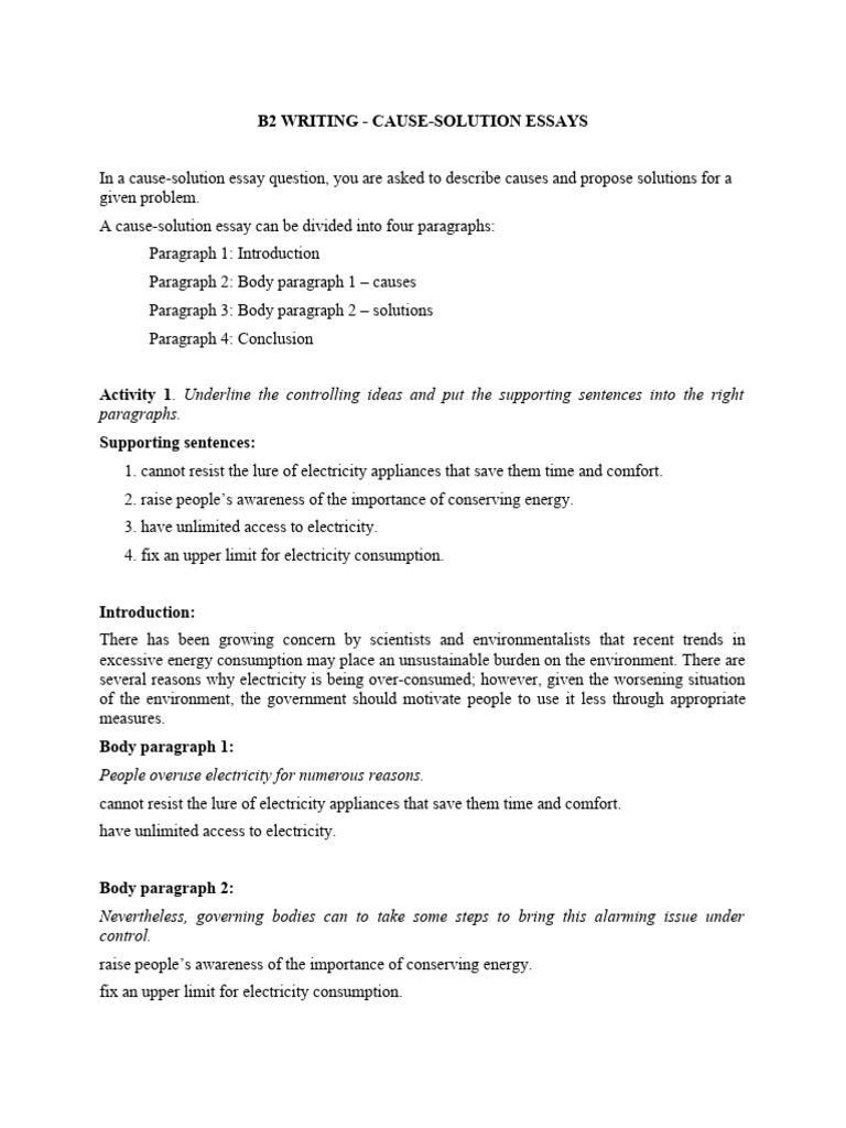 B2 Writing - Cause-Solution Essays: Paragraphs | PDF | Waste | Waste ...