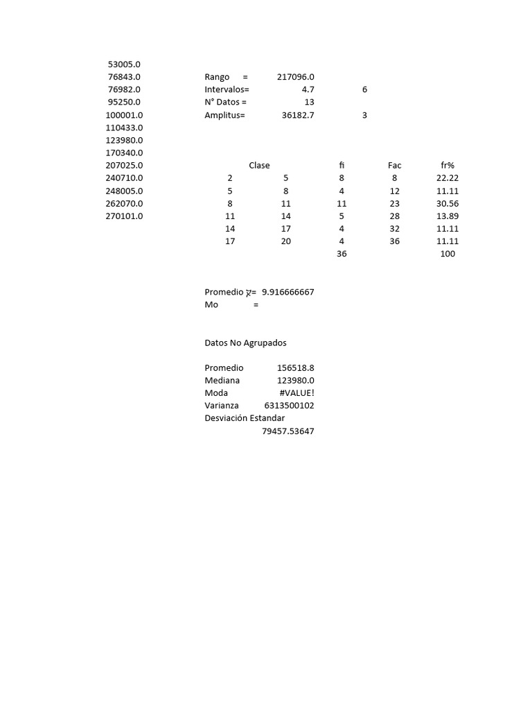 Ejercicio de Tablas de Frecuencia | PDF | Technology & Engineering