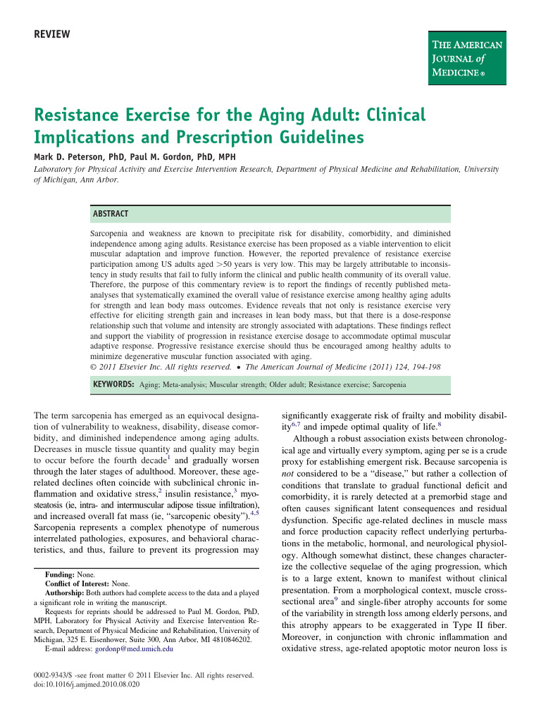 Resistance Exercise For The Aging Adult | Download Free PDF | Strength ...