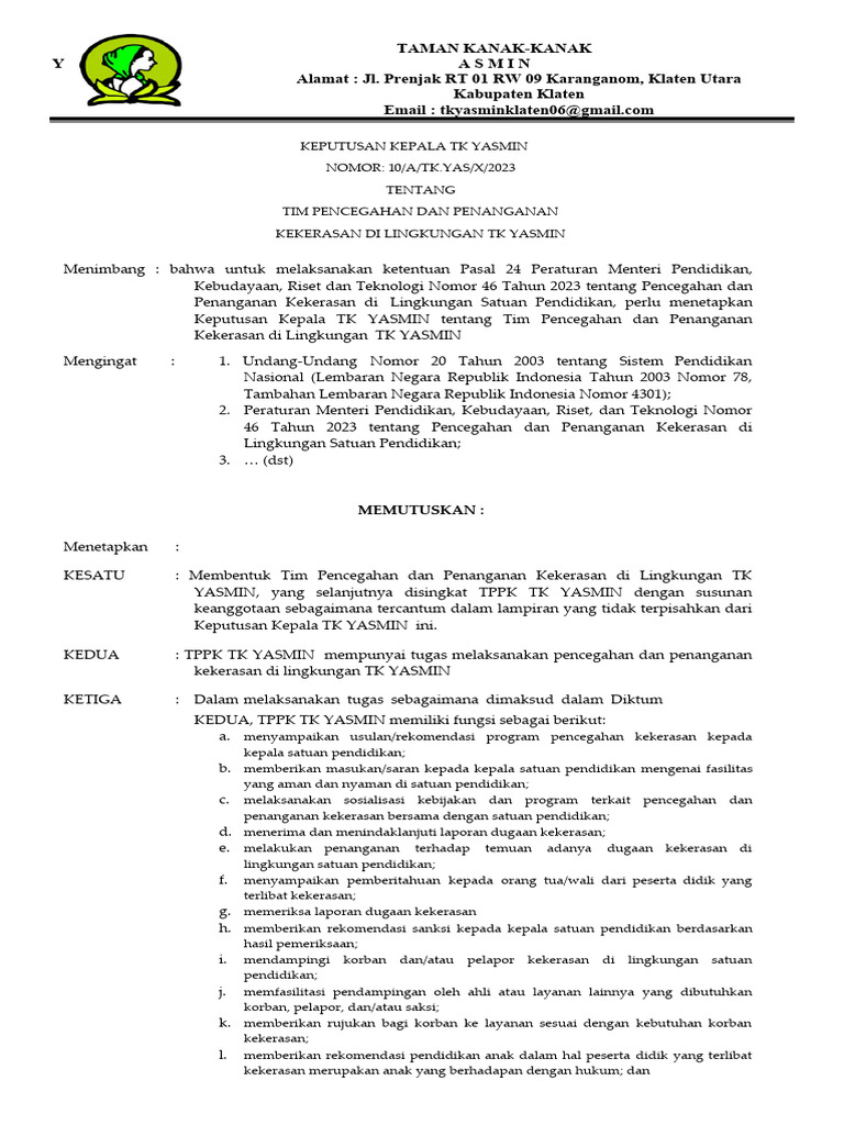 7. Contoh SK TPPK (1) | PDF