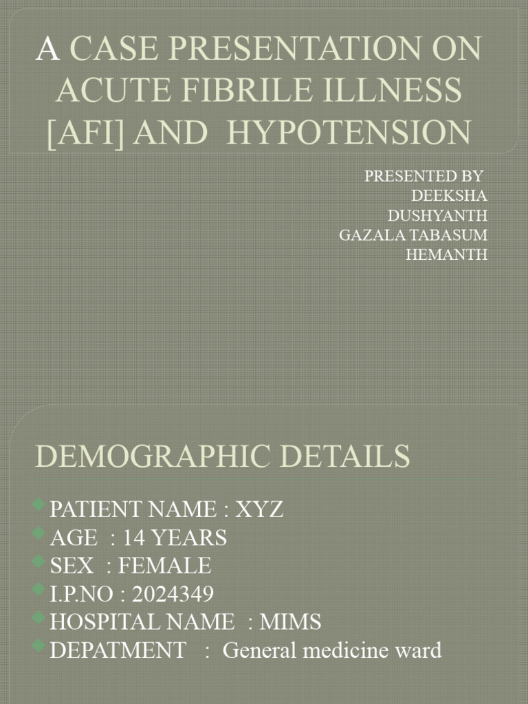 A Case Presentation On Acute Fibrile Illness ( | PDF | Intravenous ...