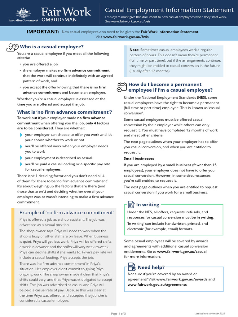 Fair Work Statement May2021 | PDF | Employment | Labour Law