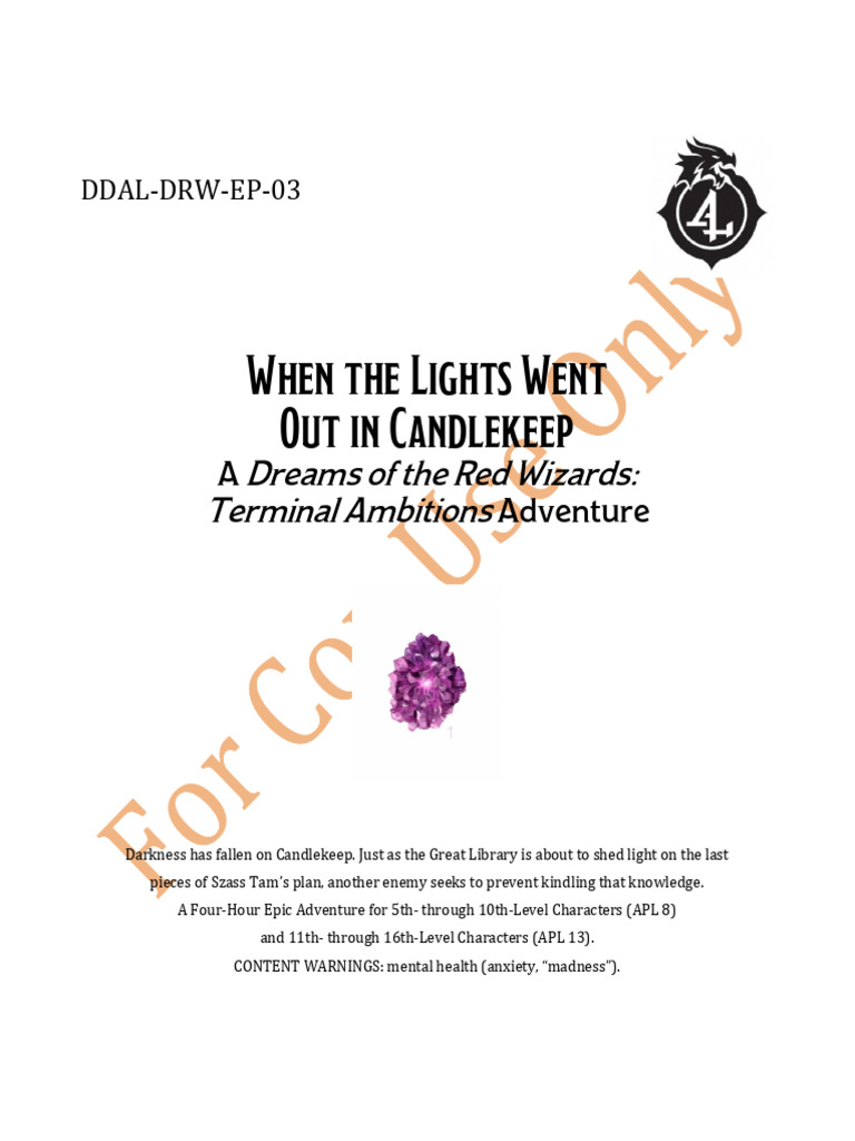 DDAL DRWEP03 When The Lights Went Out in CandlekeepConUseOnly | PDF | Dungeons & Dragons ...