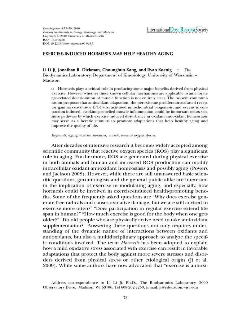 Exercise-Induced Hormesis May Help Healthy Aging | PDF | Mitochondrion ...