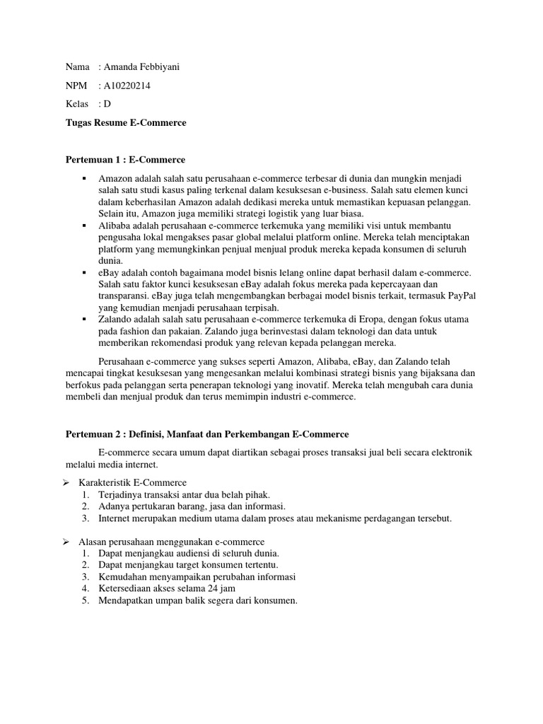 Panduan E-Commerce untuk Mahasiswa | PDF