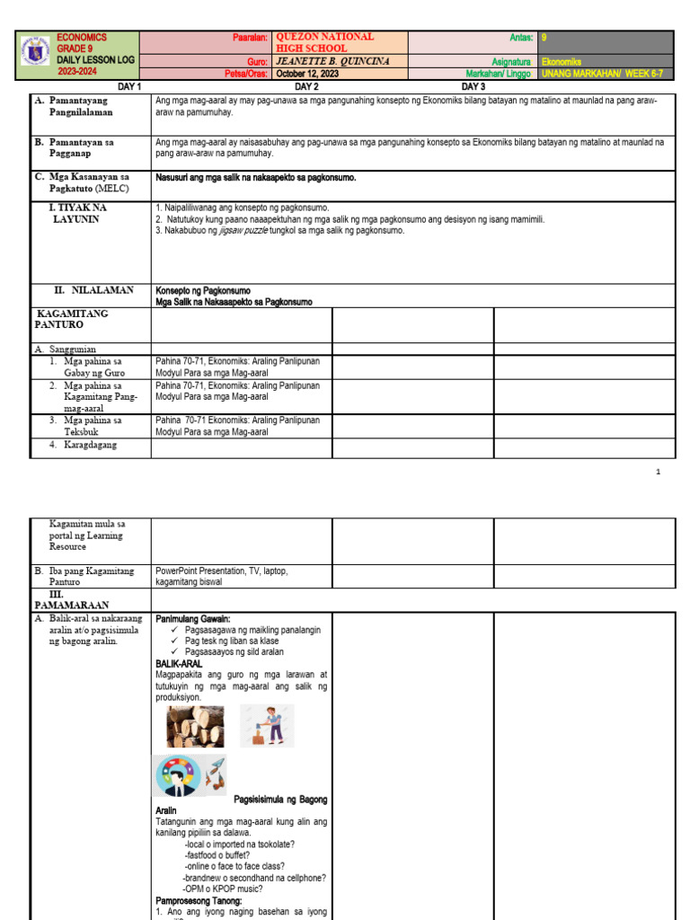 Co1 Pagkonsumo | PDF