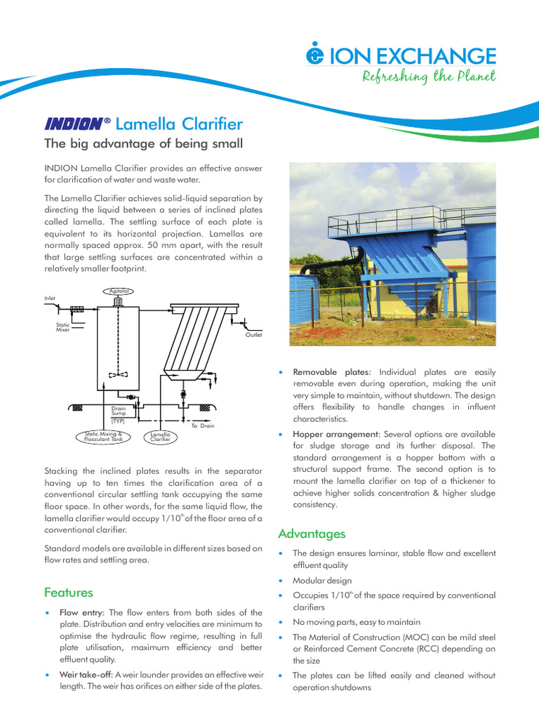 Indion Lamella Clarifier | Download Free PDF | Chemical Engineering | Industrial Processes