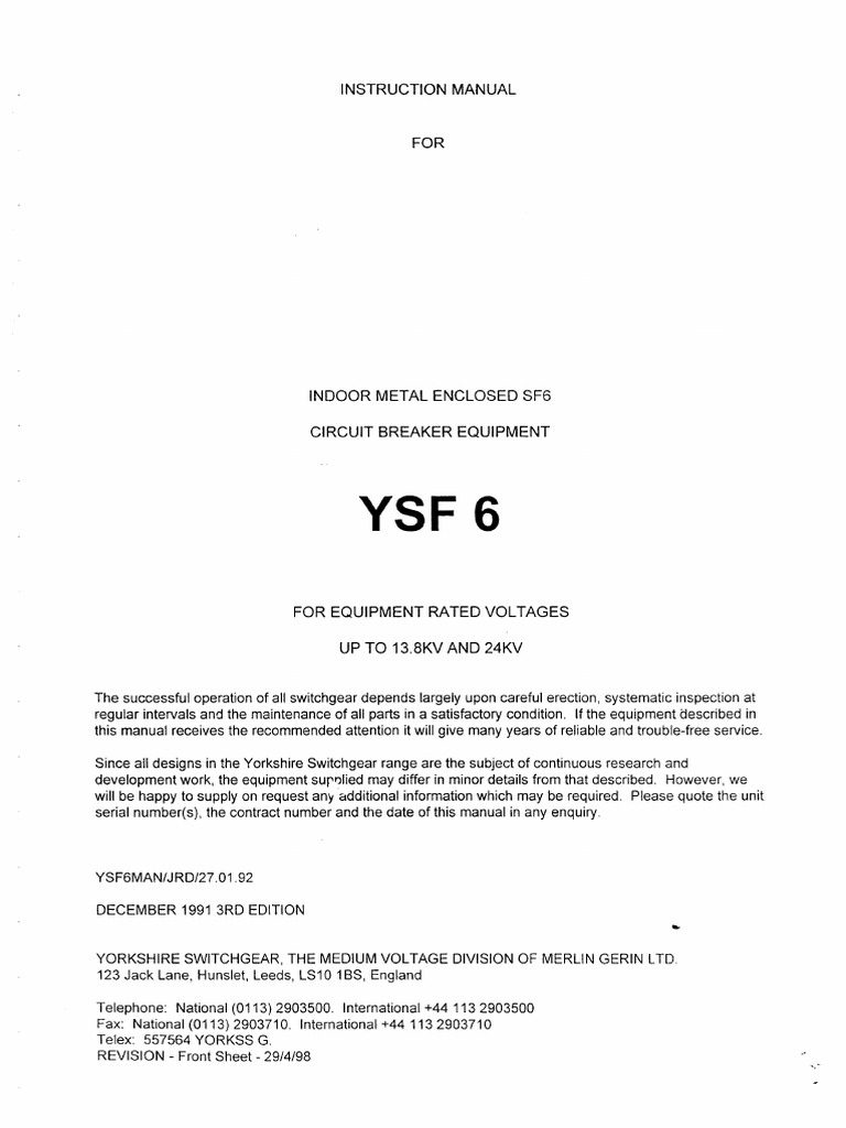 YSF6 Instruction Manual 1991 | PDF
