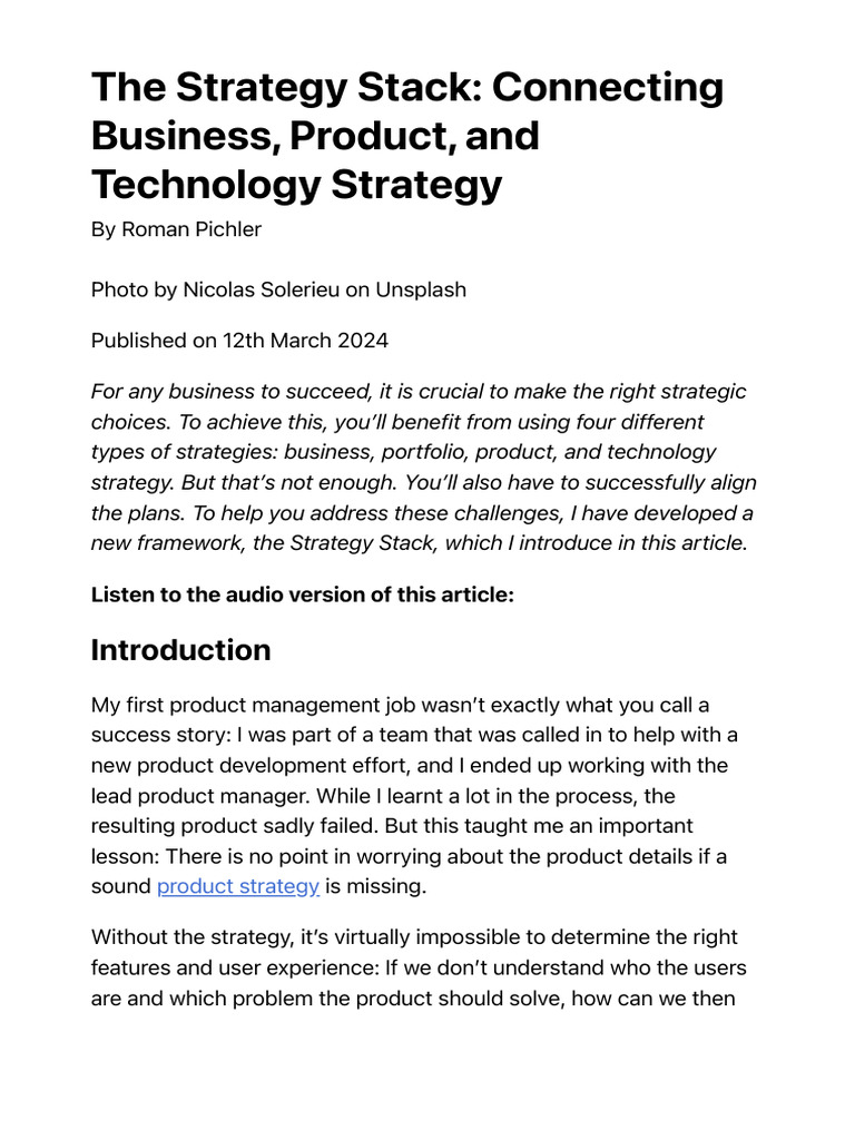 The Strategy Stack - Connecting Business, Product, and Technology ...