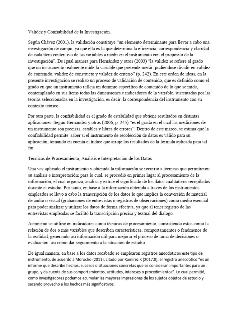 Validez y Confiabilidad de La Investigación | PDF | Validez ...
