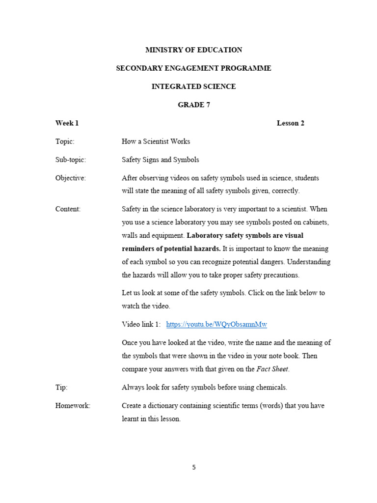 Grade 7 Integrated Science : Safety signs and symbols | PDF ...