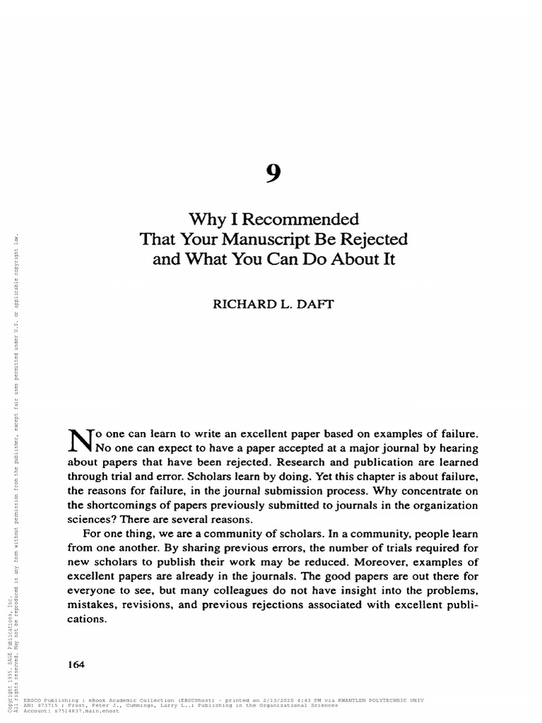 (Pub) Daft (1995) - Why I Recommended That Your Manuscript Be Rejected and What You Can Do About ...