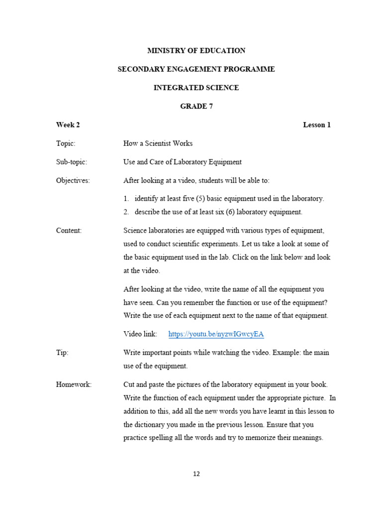 Grade 7 Integrated Science Lab. Equipment | PDF | Laboratories | Glasses