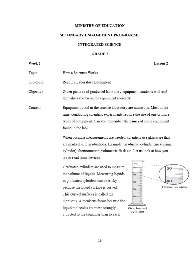 Grade 7 Integrated Science Reading Laboratory equipment | PDF | Metrology Grade 7 Integrated Science Reading Laboratory equipment | PDF | Metrology