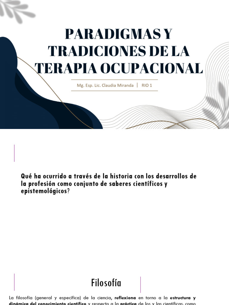 Teorico 1 (Parte 2) RIO 1 (2024) | PDF | Terapia ocupacional | Paradigma