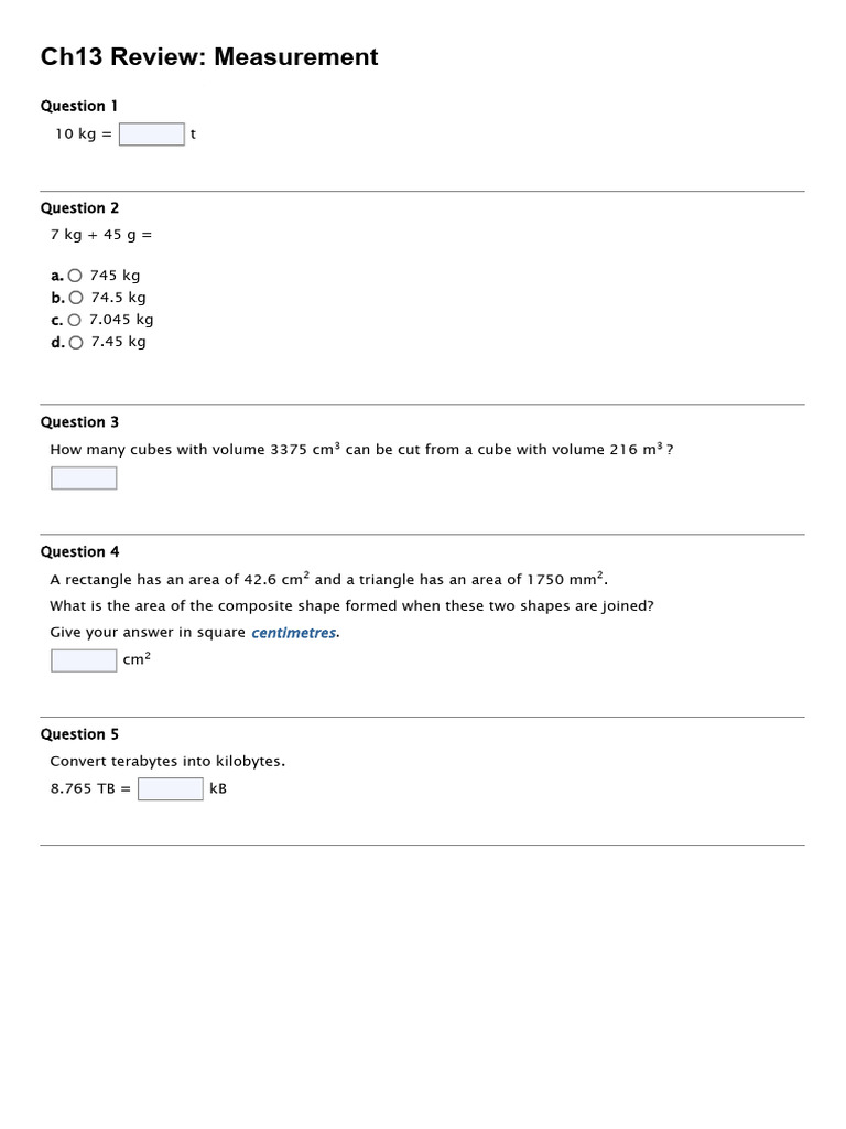 Ch13 Review | PDF | Area | Significant Figures