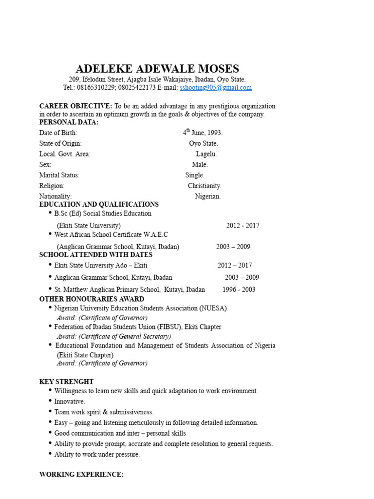 ADELEKE ADEWALE MOSESdocx | PDF | Wellness