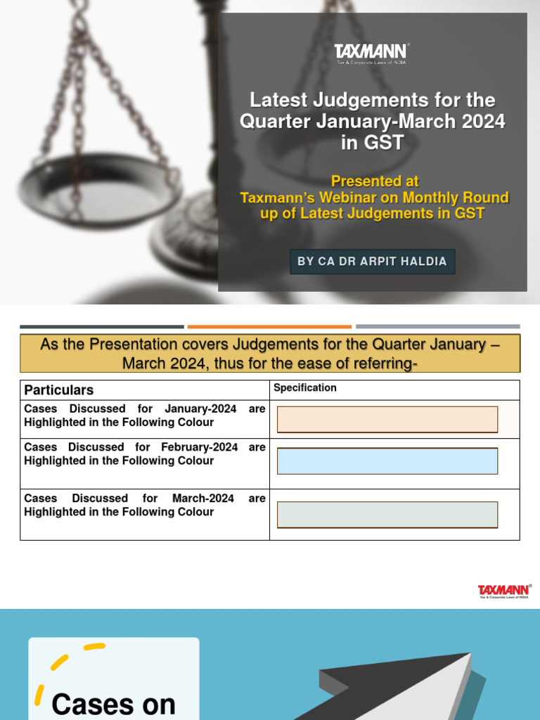 GST Judgements January-March 2024 Overview | PDF | Taxes | Summons
