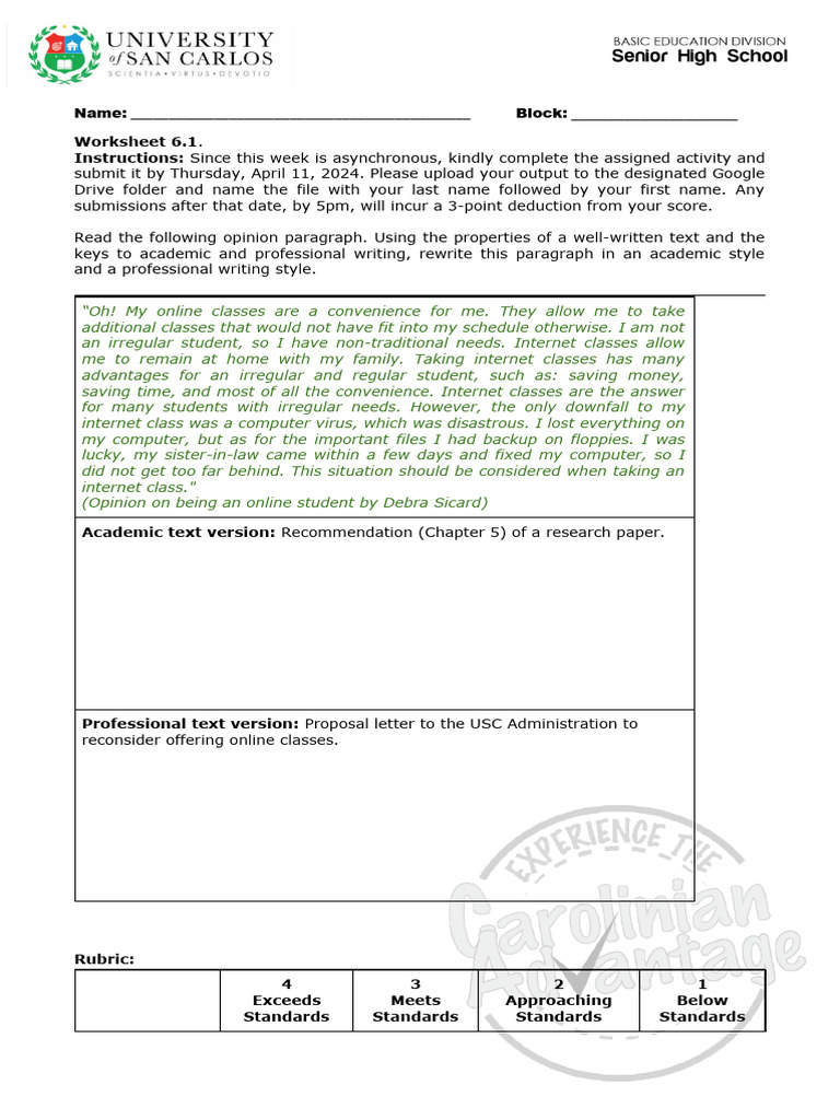 Finals Worksheet 6.1 COMM 02 | PDF | Career & Growth