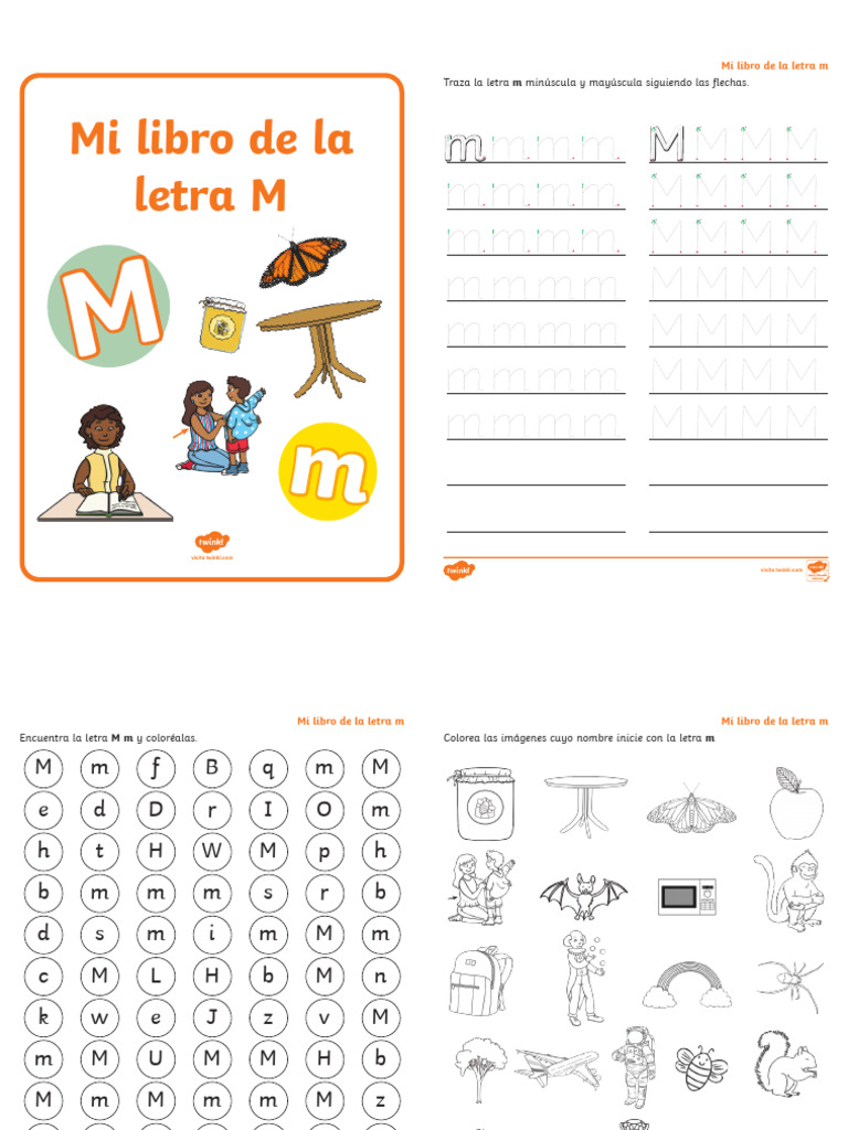 Mi Libro de La Letra M: Traza La Letra M Minúscula y Mayúscula ...