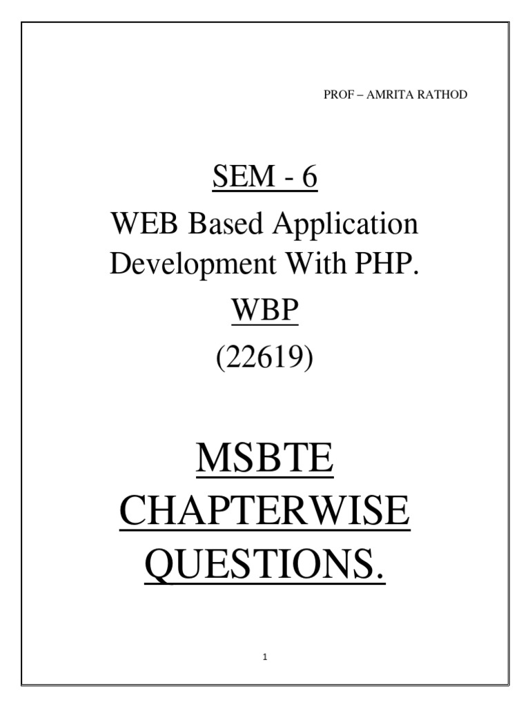Sem 6 Web Based Application Development With Php Wbp 22619 Pdf Php Method Computer
