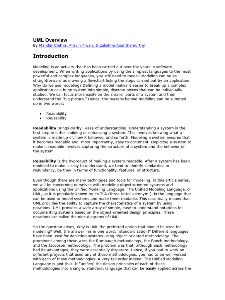 Uml Handout | PDF | Use Case | Unified Modeling Language