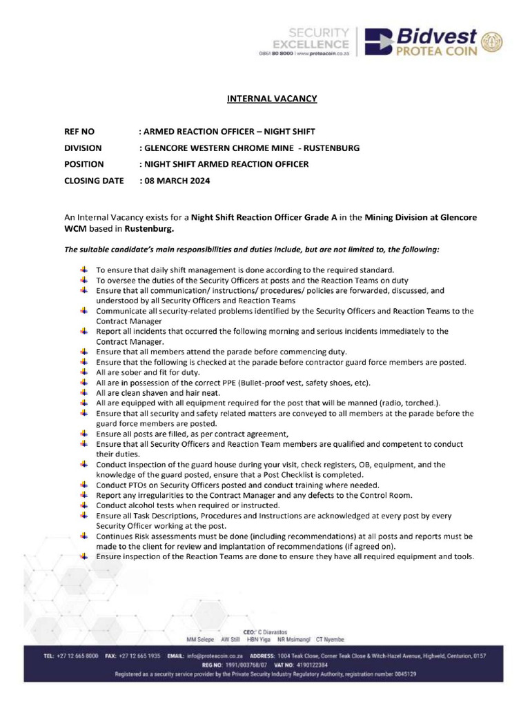 2024-02-27 Armed Reaction Officer - Night Shift - Mining Divison ...