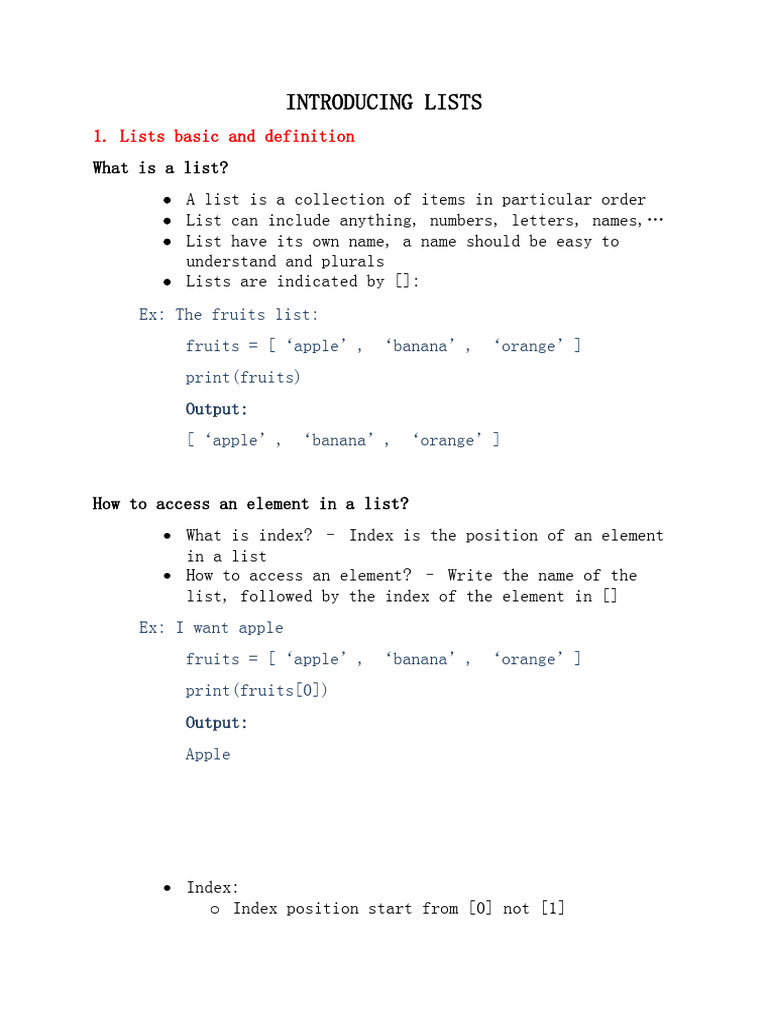 C3 Introducing Lists PCC | PDF | Computer Programming