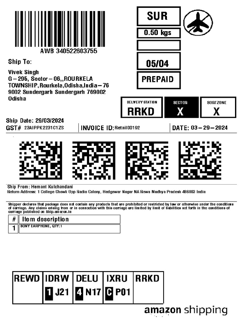 Shipping Label - 0171 | PDF