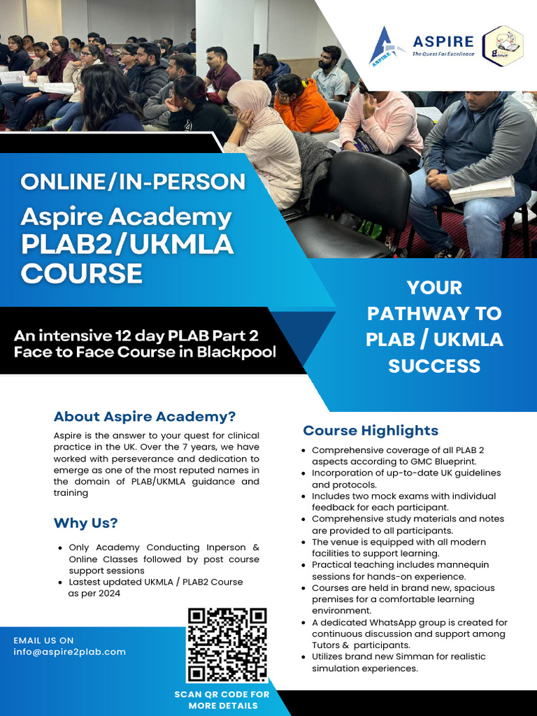Ukmla Plab2 Course Aspire Academy Flyer-2024 | PDF | Educational Technology | Cognition