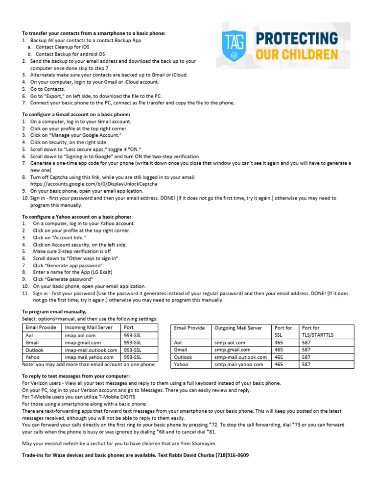 To Transfer Your Contacts From A Smartphone To A Basic Phone Chart ...
