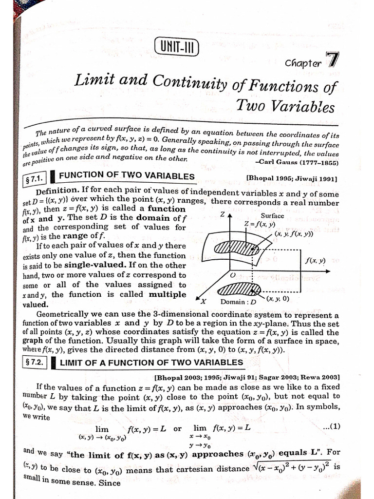 Advance Calculus Paper 1 Unit 3 Maths | PDF