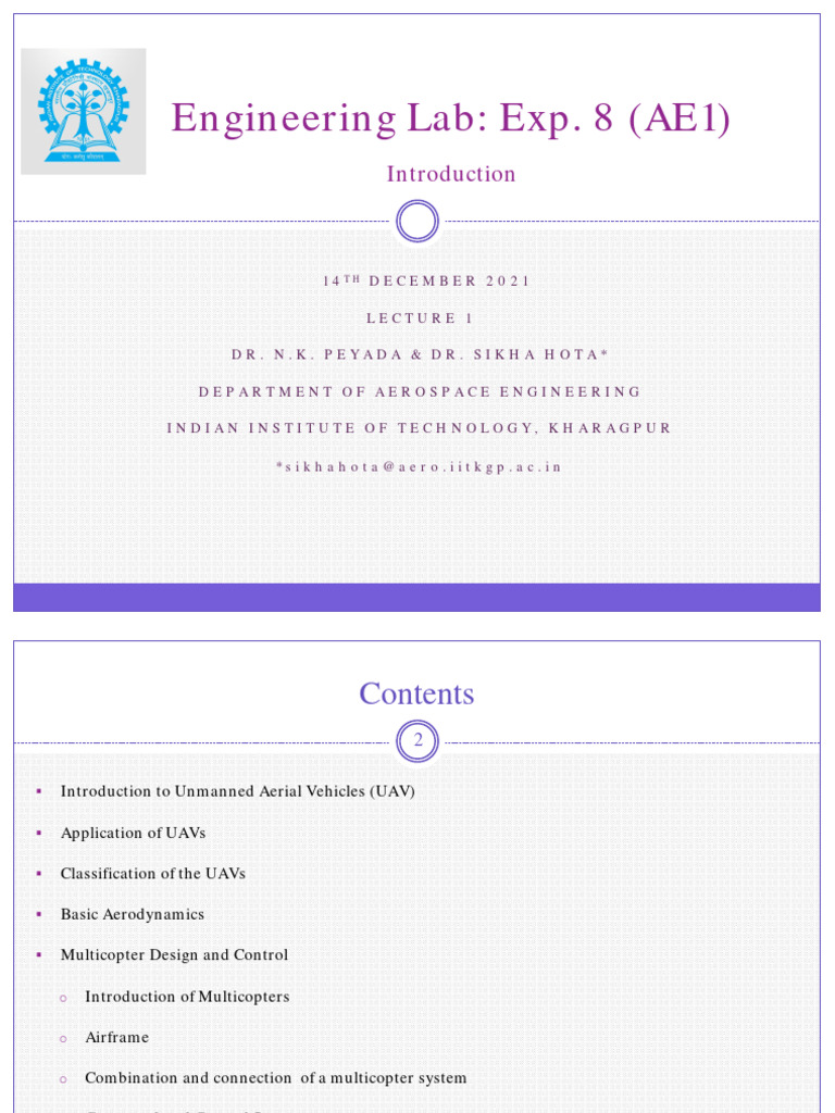 Engg Lab - L01 - Introduction - Without Video | PDF | Quadcopter | Unmanned Aerial Vehicle