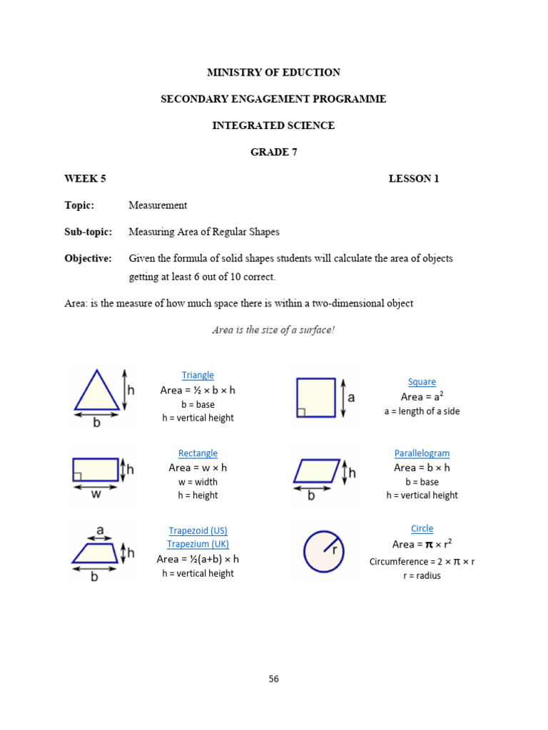 Grade 7 Integrated Science: Measuring Area | PDF | Area | Euclidean ...