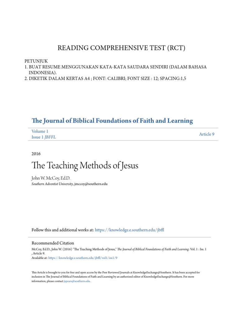Jesus' Teaching Methods Explored | PDF | Jesus | Teaching Method