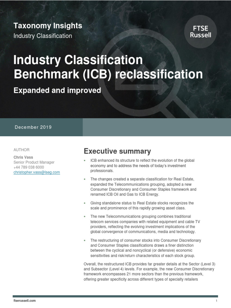 Industry Classification Benchmark reclassification-expanded and ...