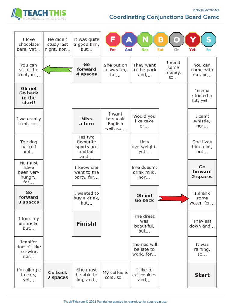 Coordinating Conjunctions Board Game 2 | PDF | Drink | Liquids