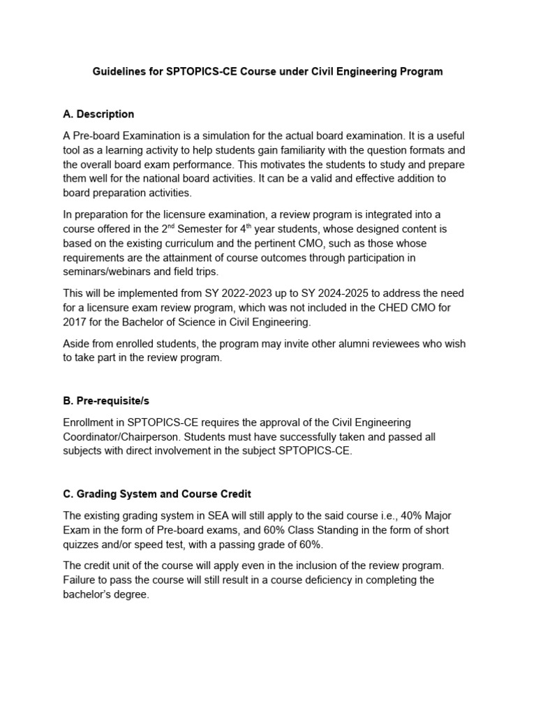 CE Review Guidelines | PDF