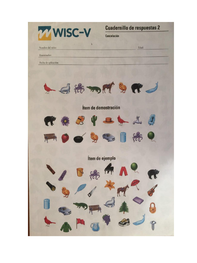 Protocolo WISC V Cuad de Rta 2 | PDF
