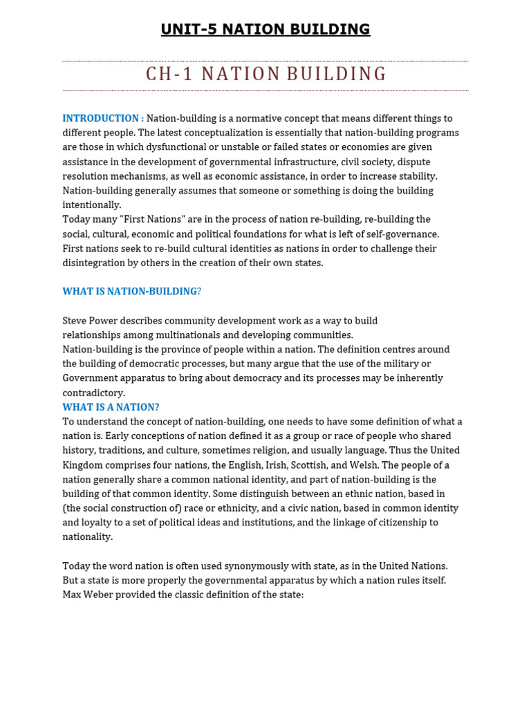 Unit - Nation Building | PDF | Partition Of India | Two Nation Theory