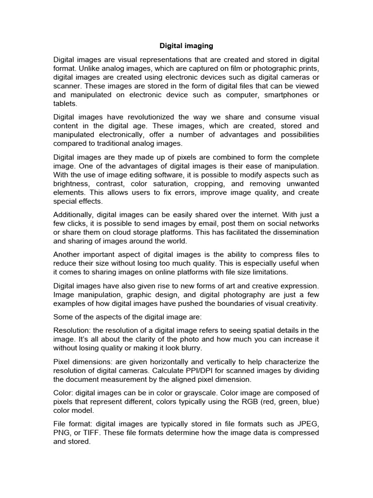 Digital Imaging | Download Free PDF | Digital Image | Image Resolution