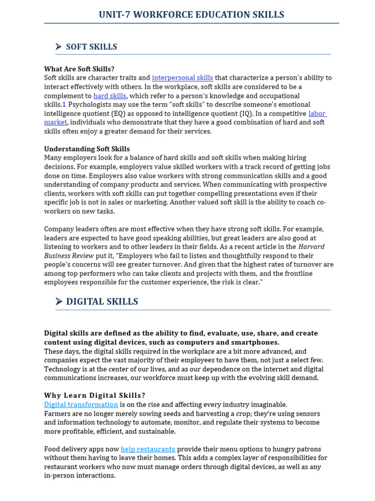 Workforce Education: Soft Skills & Literacy | PDF | Skill | Leadership