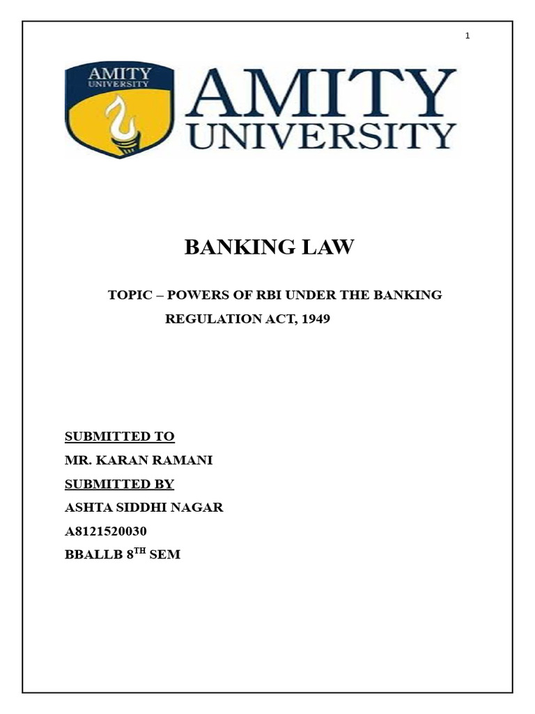 Powers of Rbi Under Banking Regulation Act | PDF | Reserve Bank Of ...