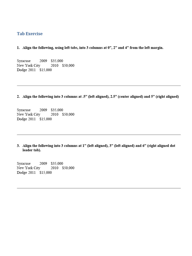 Tabs - Basic Exercise | PDF | Sports & Recreation | Home & Garden