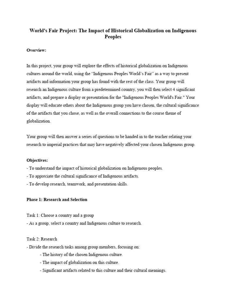 Indigenous Worlds Fair Project Overview | PDF | Artifact (Archaeology ...