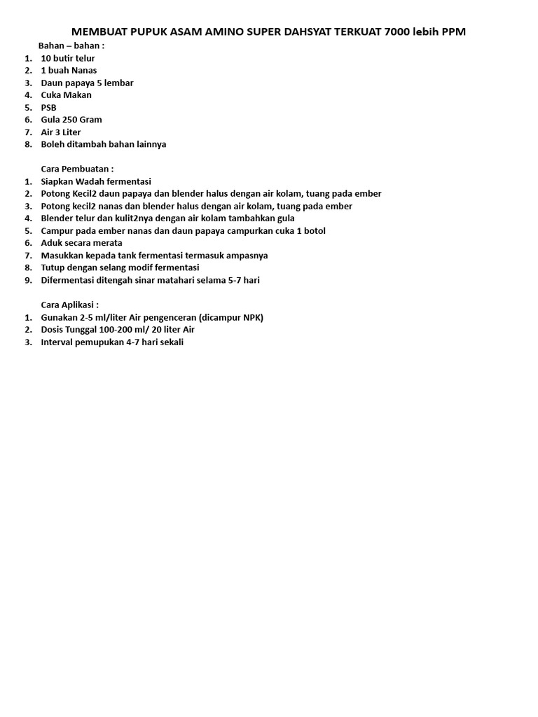 Pupuk Asam Amino 7000 PPM | PDF