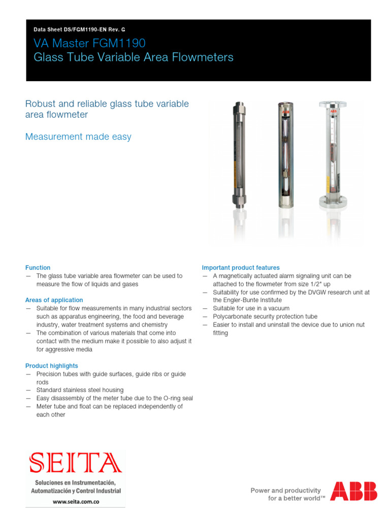 Catalogo Rotametros Abb | PDF | Flow Measurement | Pipe (Fluid Conveyance)