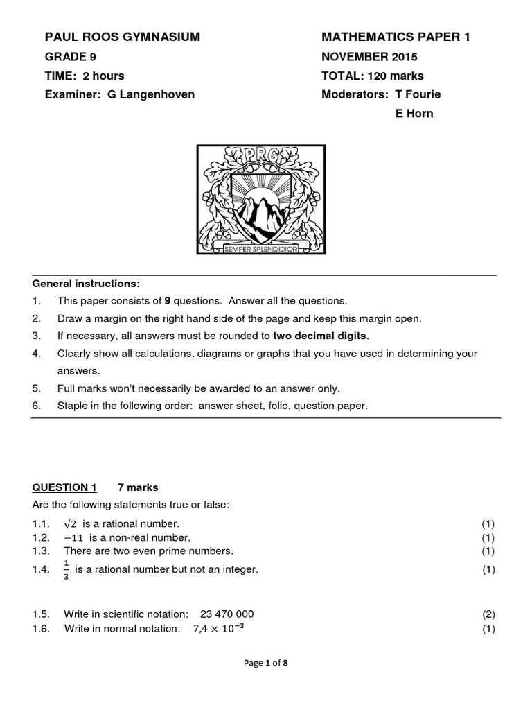 Mathematics Questionpaper gr9 | PDF | Interest | Numbers