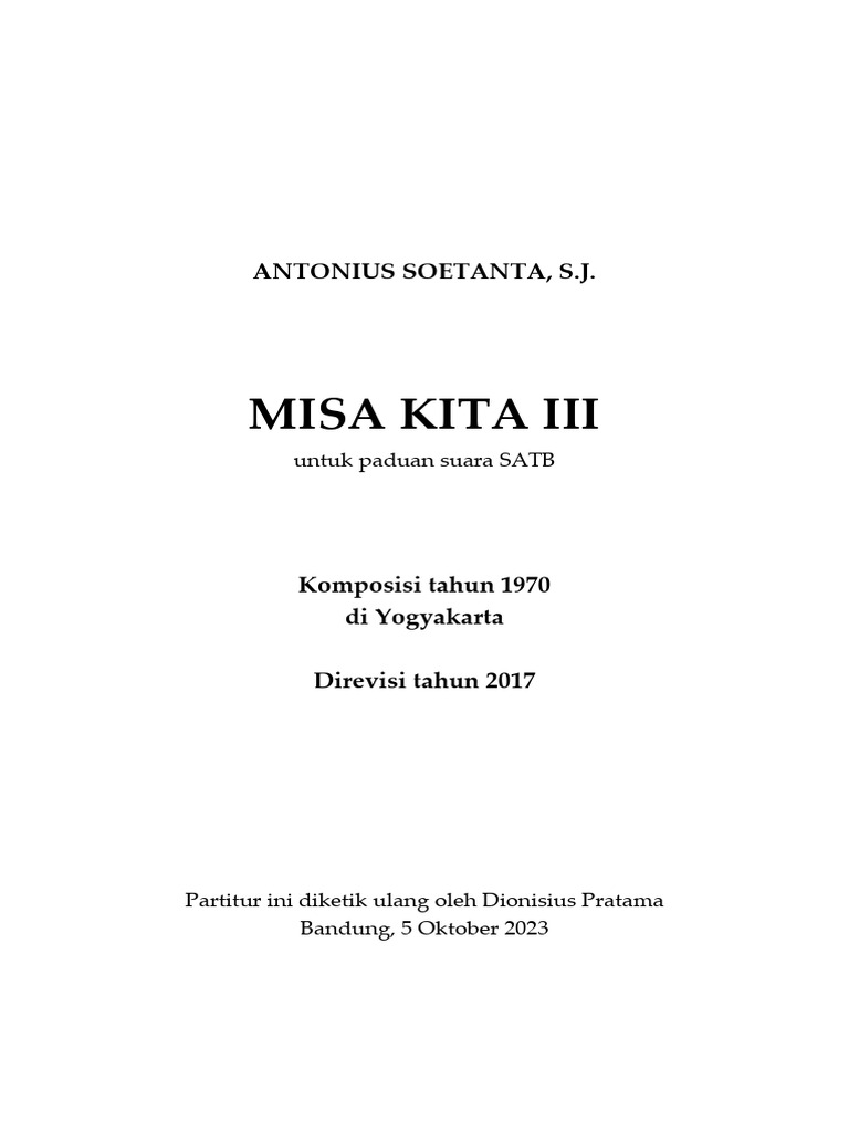 Misa Kita III oleh Antonius Soetanta | PDF