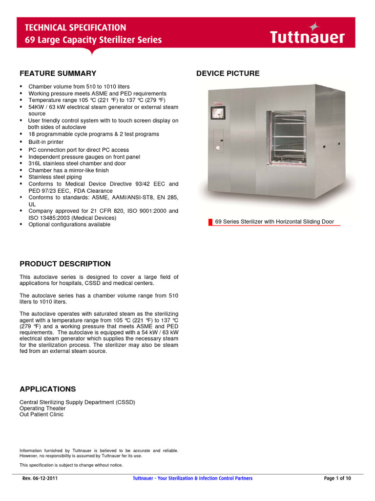 Tuttnauer - Intl - 69 - Medical - AB - Ver 1.4 | PDF | Mains ...